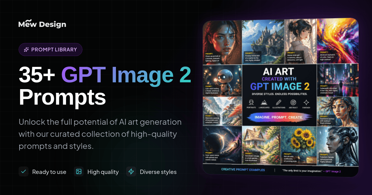 GPT Image 2 Prompts: 35+ Templates for AI Image Generation | Mew Design