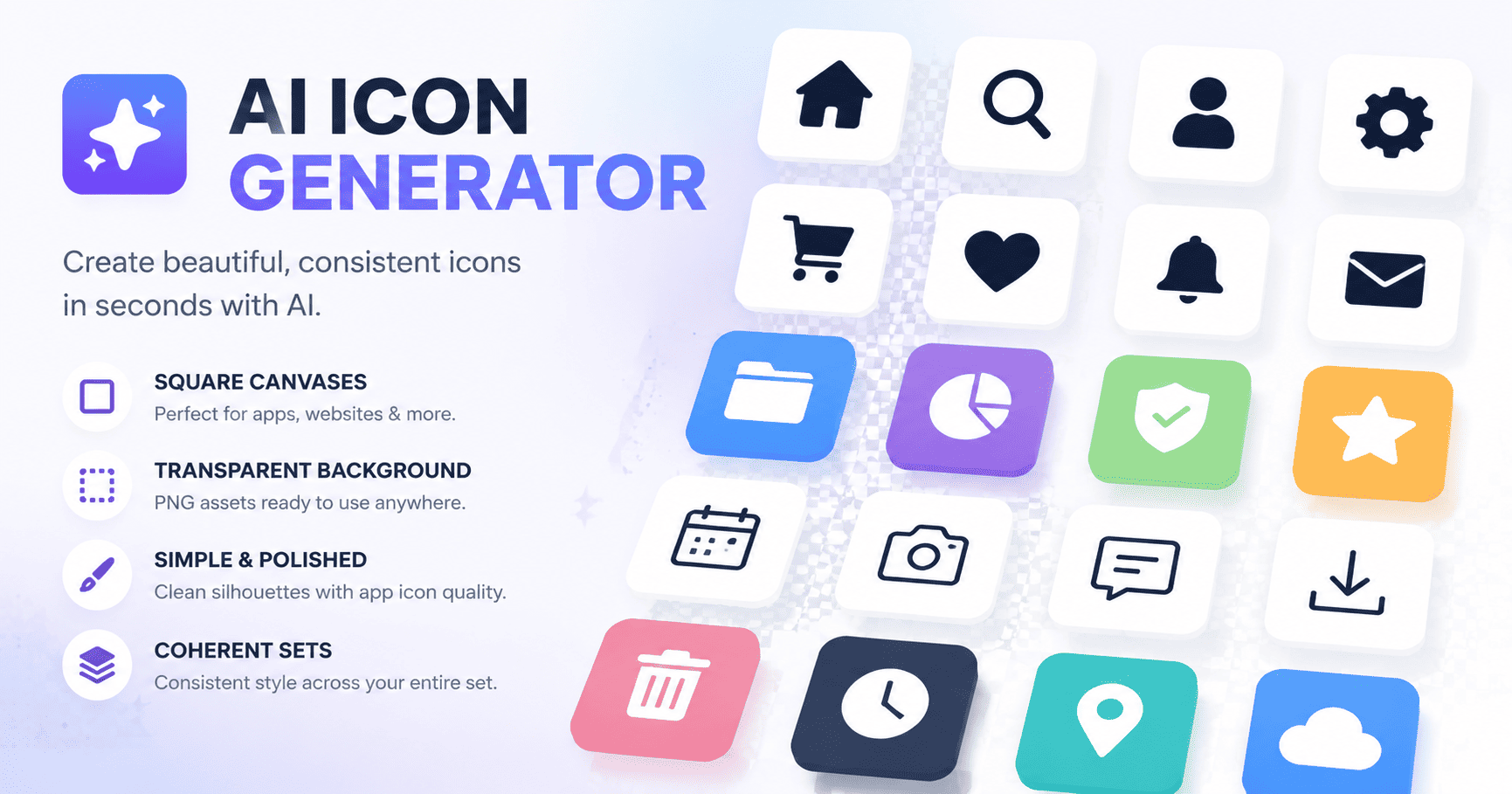 Generatore di icone AI per app e brand | Mew Design